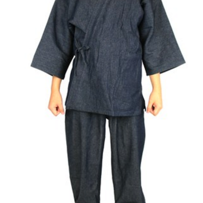 Samue Japonais Zen Coton Jeans Denim Bleu Marine Taille M