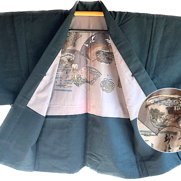 Antique Haori Soie Indigo Tsumugi Sado Homme